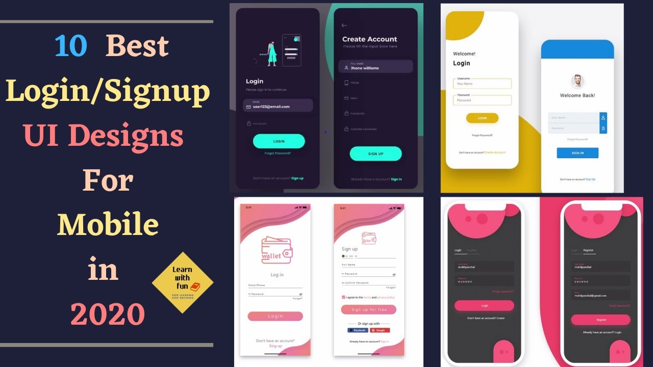 10 Best Login Signup Ui Designs For Mobile In 2020 Top Login Ui