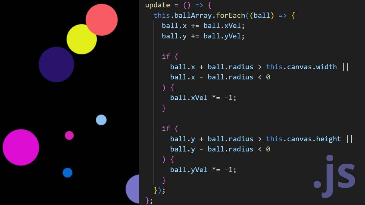 Javascript Canvas Tutorial Bouncing Ball Youtube
