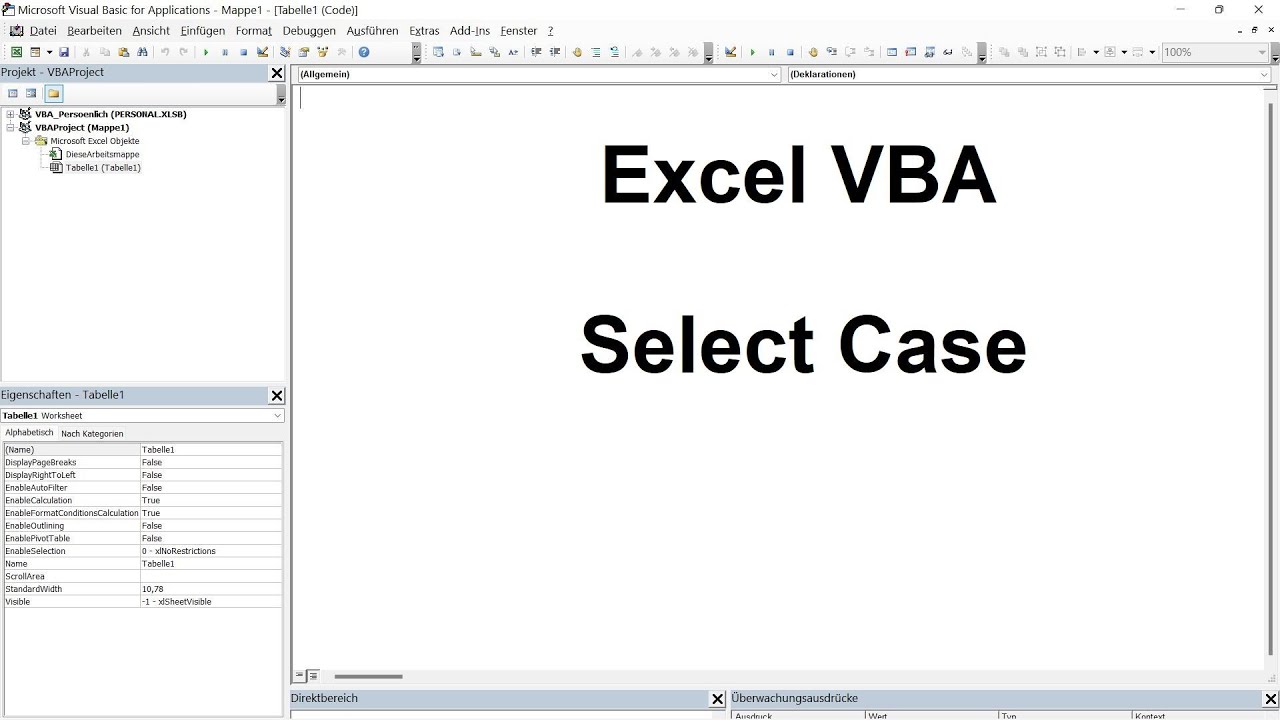 Excel Vba Lektion 21 Select Case Youtube
