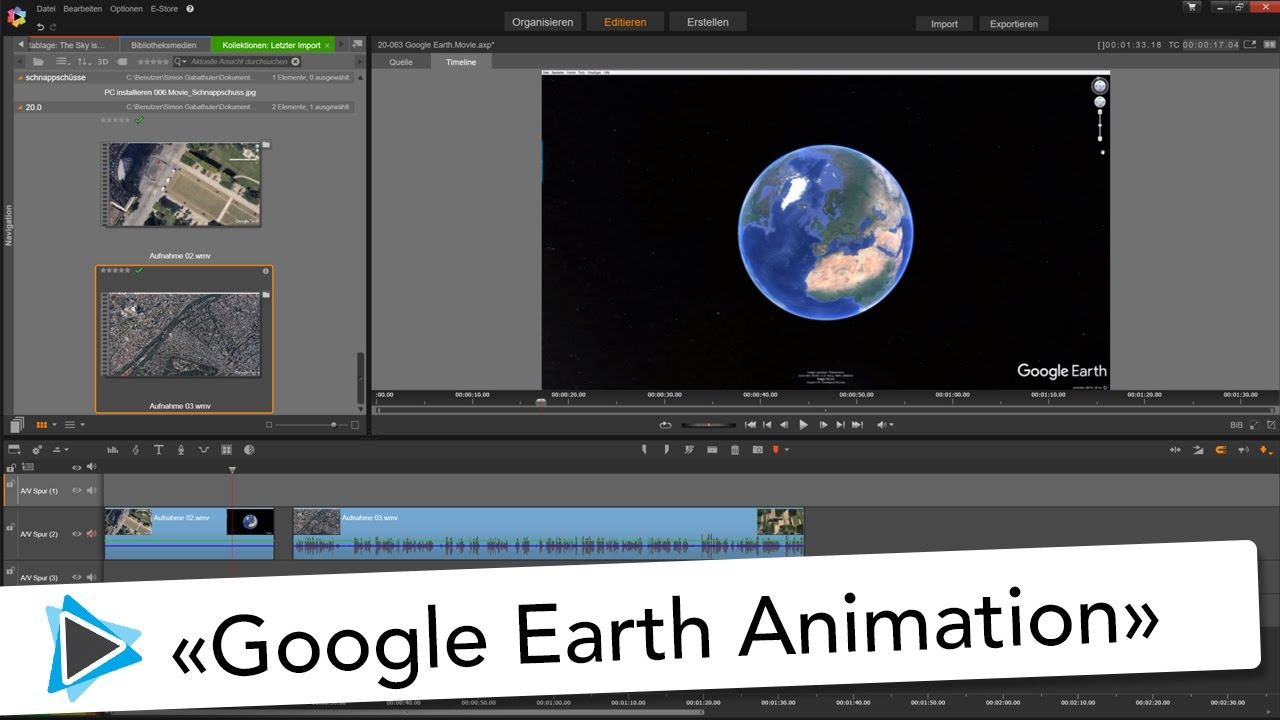 Pinnacle Studio 20 Deutsch Google Earth Animation Weltkugel Video