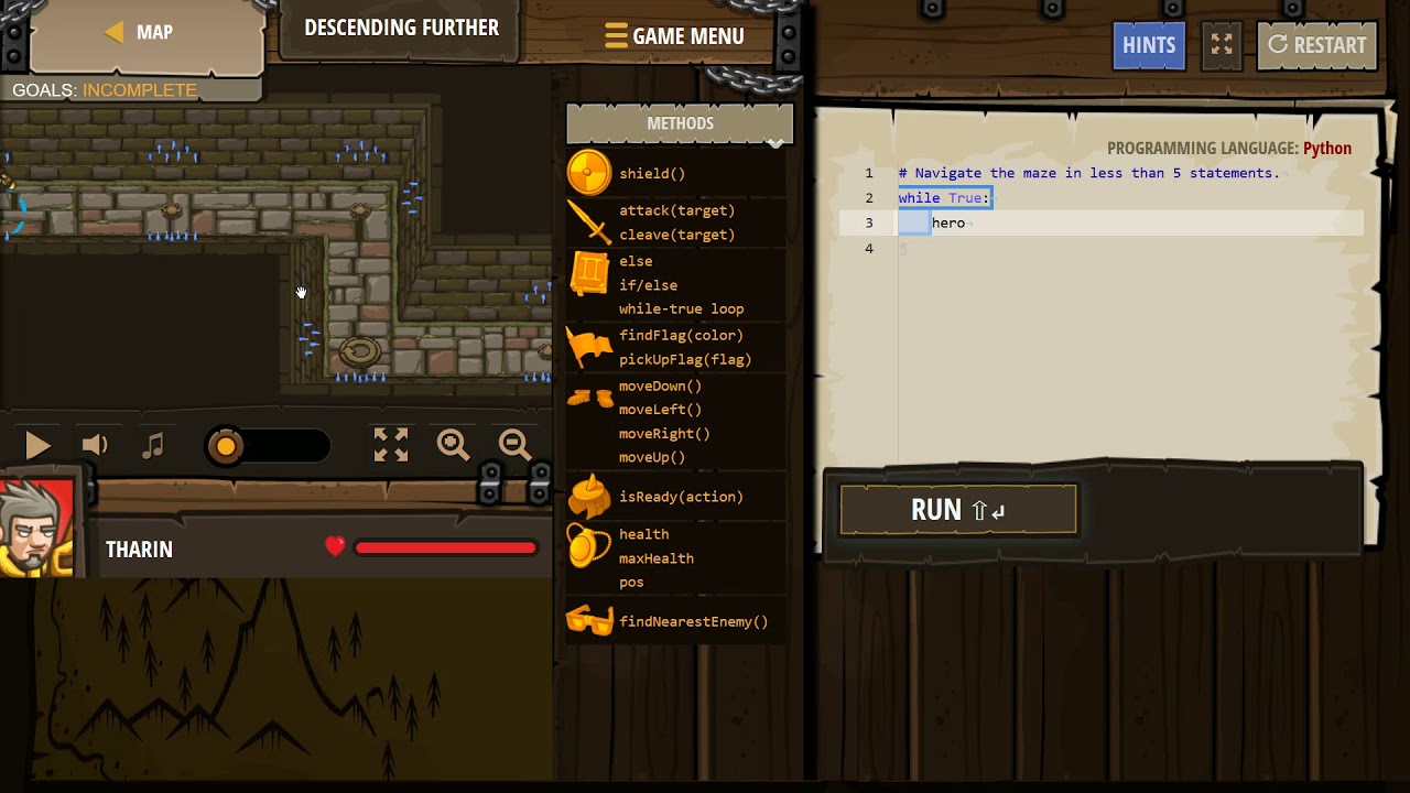 Code Combat Python Level Descending Further Arguments Basic Syntax