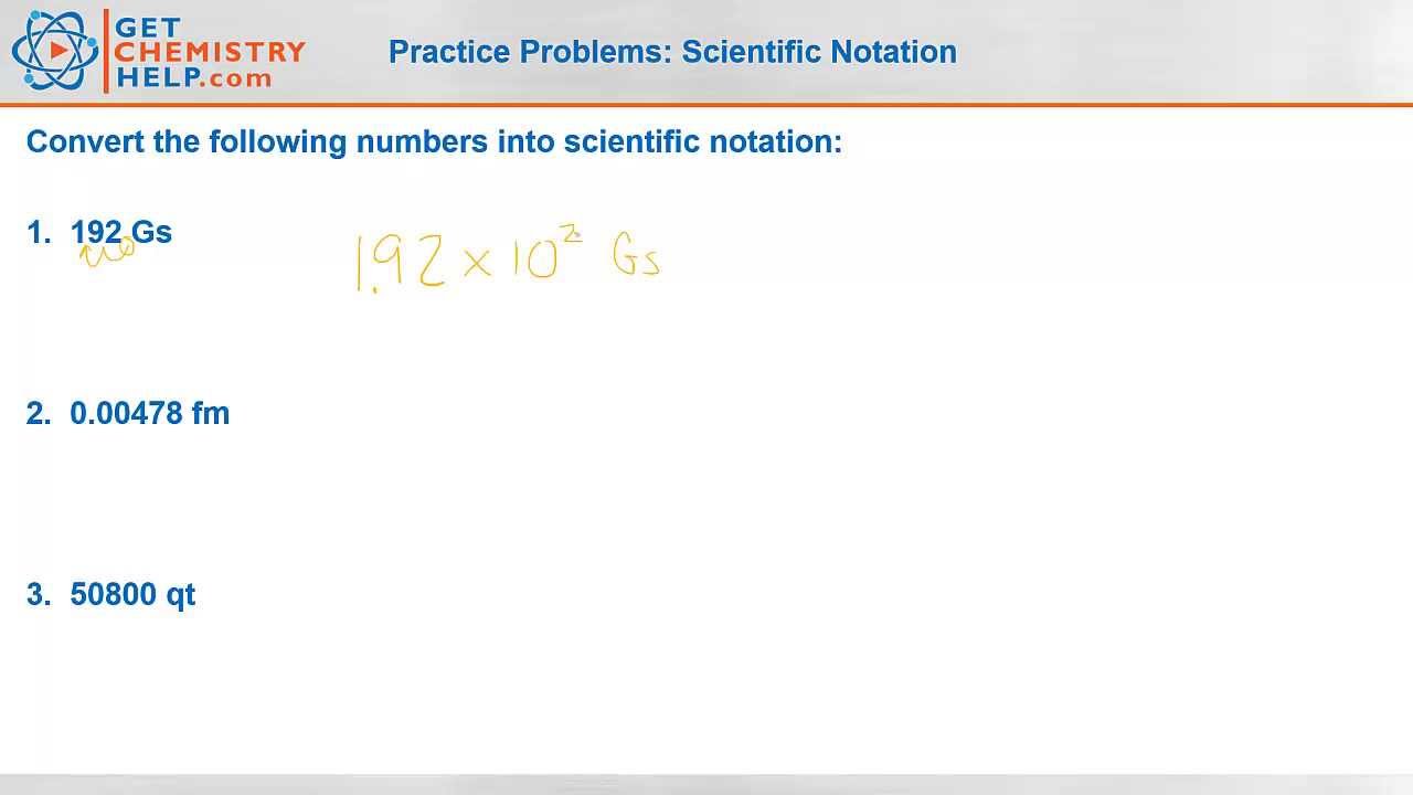 Chemistry Practice Problems Scientific Notation Youtube