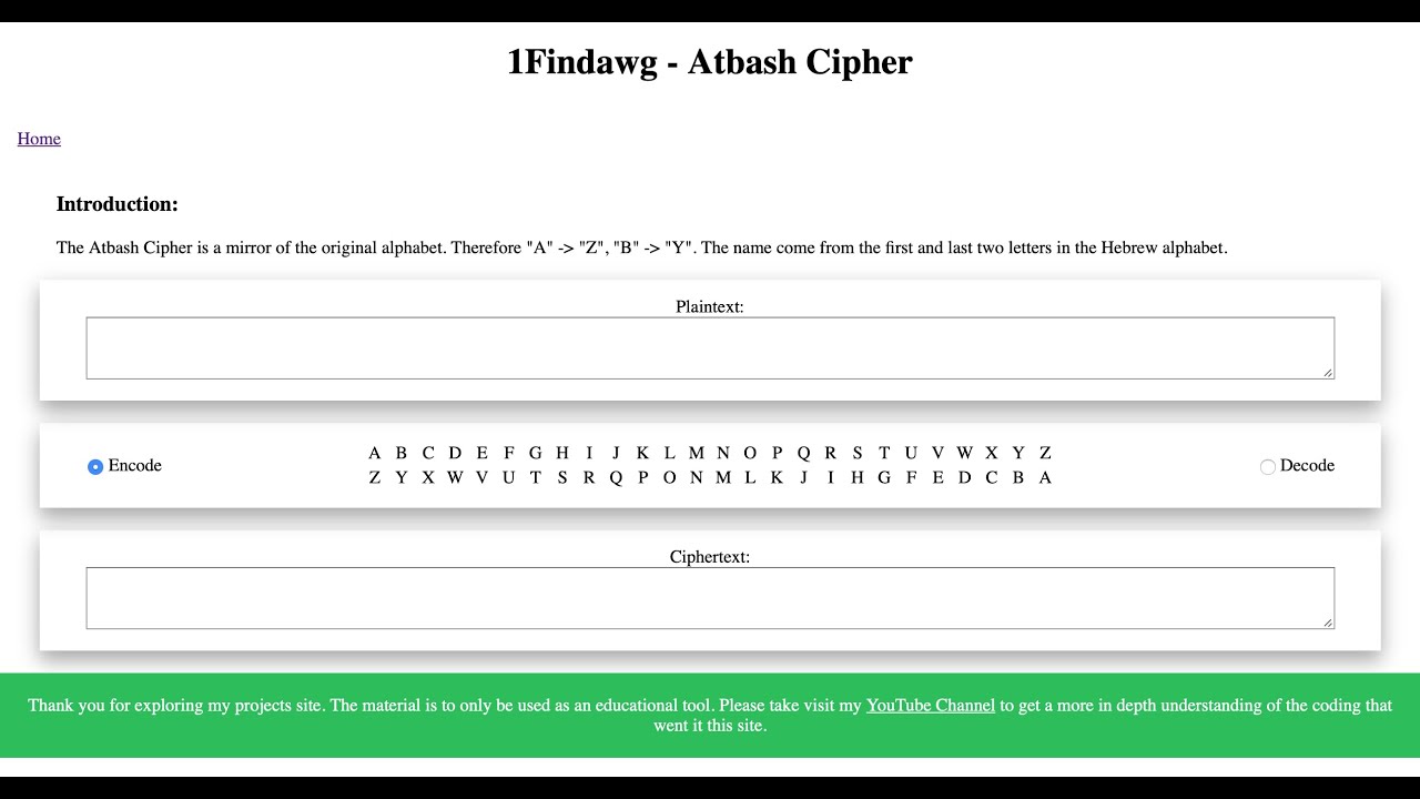 Atbash Cipher Demo And Code Youtube