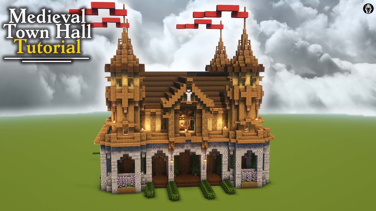 Minecraft How To Build A Medieval Town Hall Tutorial Youtube