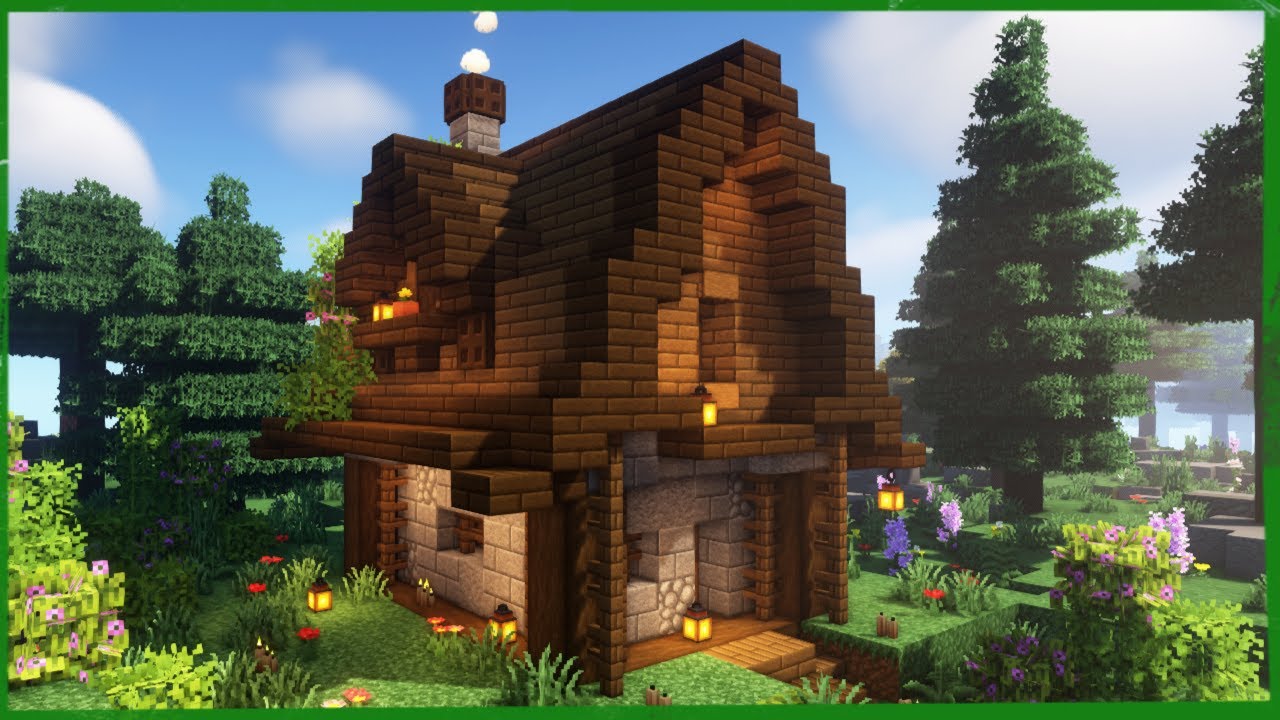 Minecraft How To Build A Stone And Wood House Interior Youtube