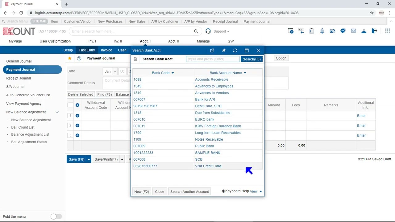 Ecount Basic Accounting Slip Entry Payment Journal Youtube