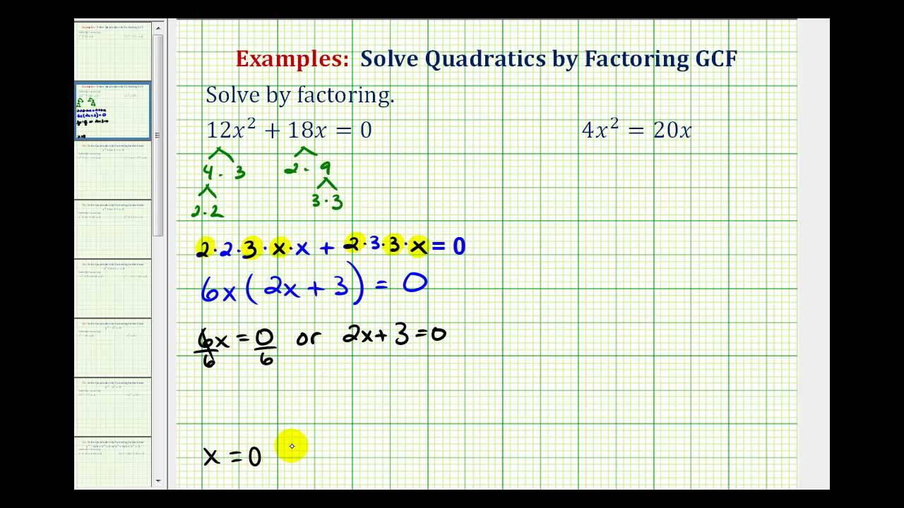 Solve Quadratic Equation By Factoring Level 1 Quad Equ Is In Factored