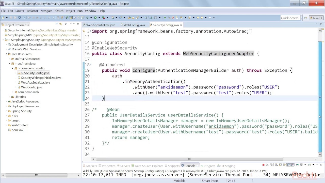 Secure Your Spring Based Applications Web Security Java Configuration