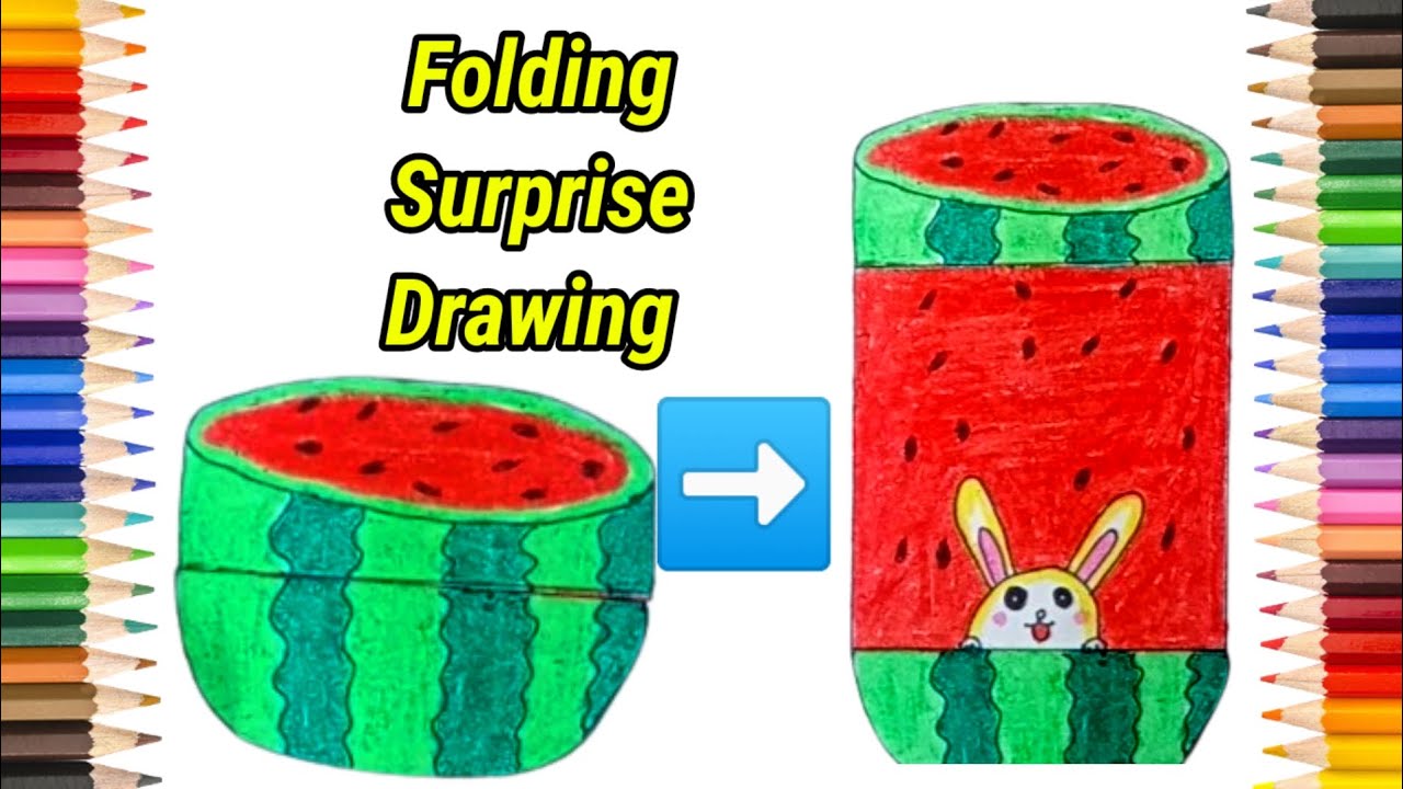 Watermelon Surprise Drawing Folding Page Drawing Easy Youtube