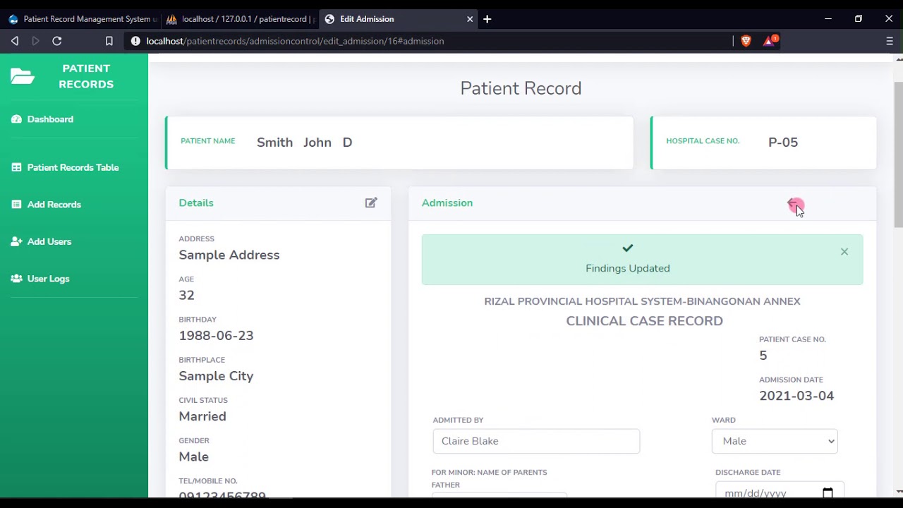 Patient Record Management System Using Php Codeigniter Demo Youtube