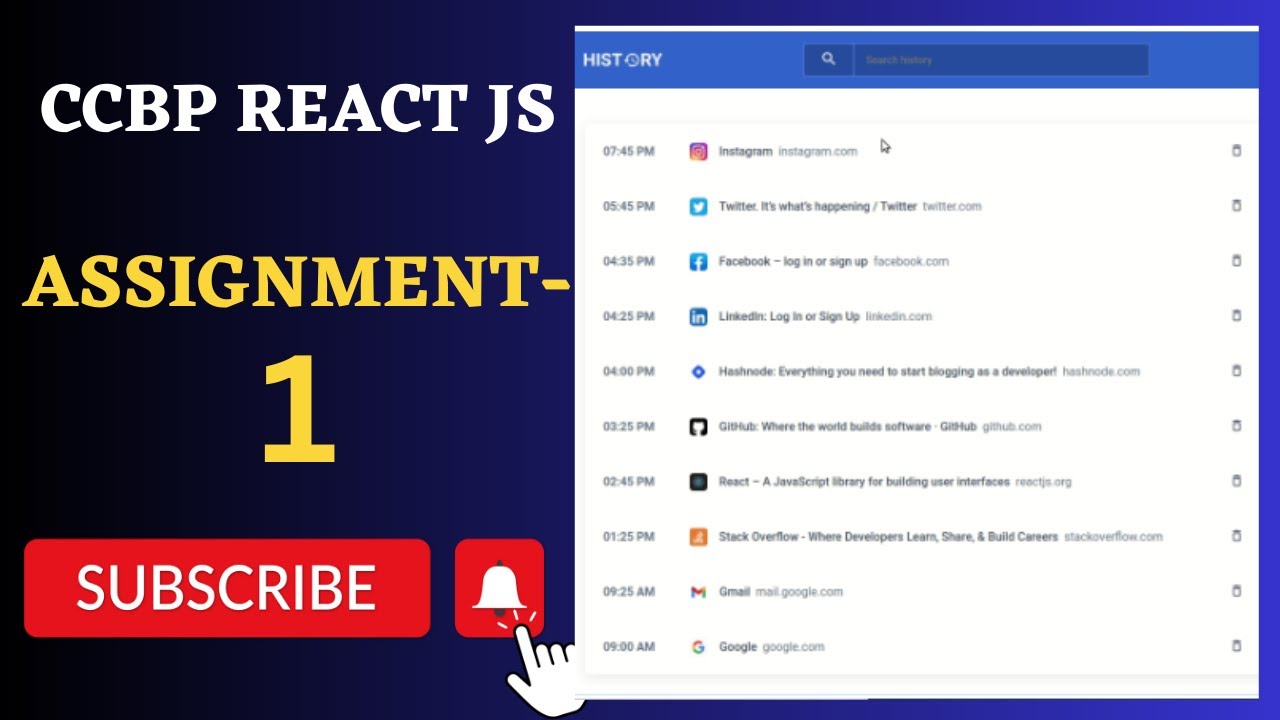 Browser History Assignment 1 React Js Nxtwave Ccbp 4 0 Youtube