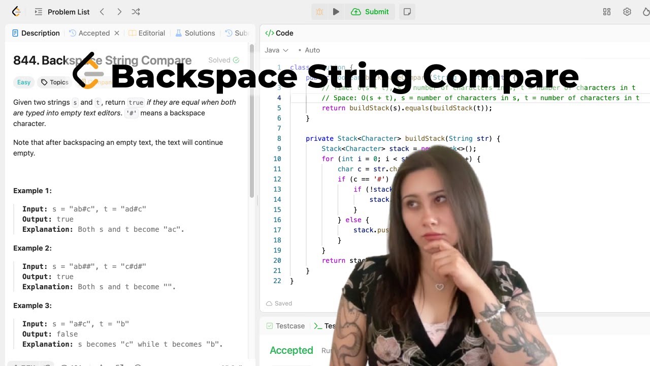 Backspace String Compare Leetcode Java Youtube