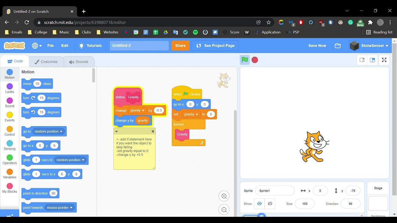 How To Make Gravity In Scratch Youtube