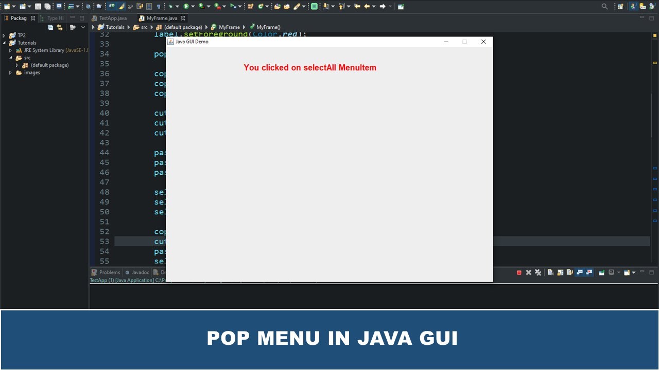 Java Gui Tutorial 49 Making A Popup Menu In Java Gui Youtube