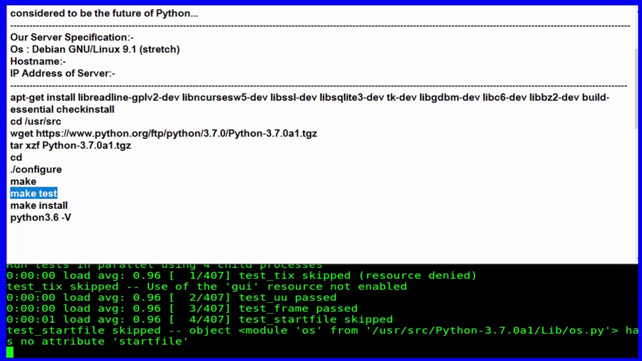How To Install Python 3 7 On Debian 9 1 Stretch Youtube
