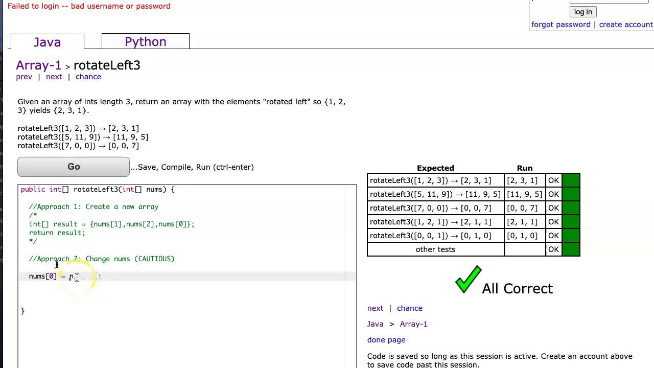 Codingbat Rotateleft3 Java Youtube