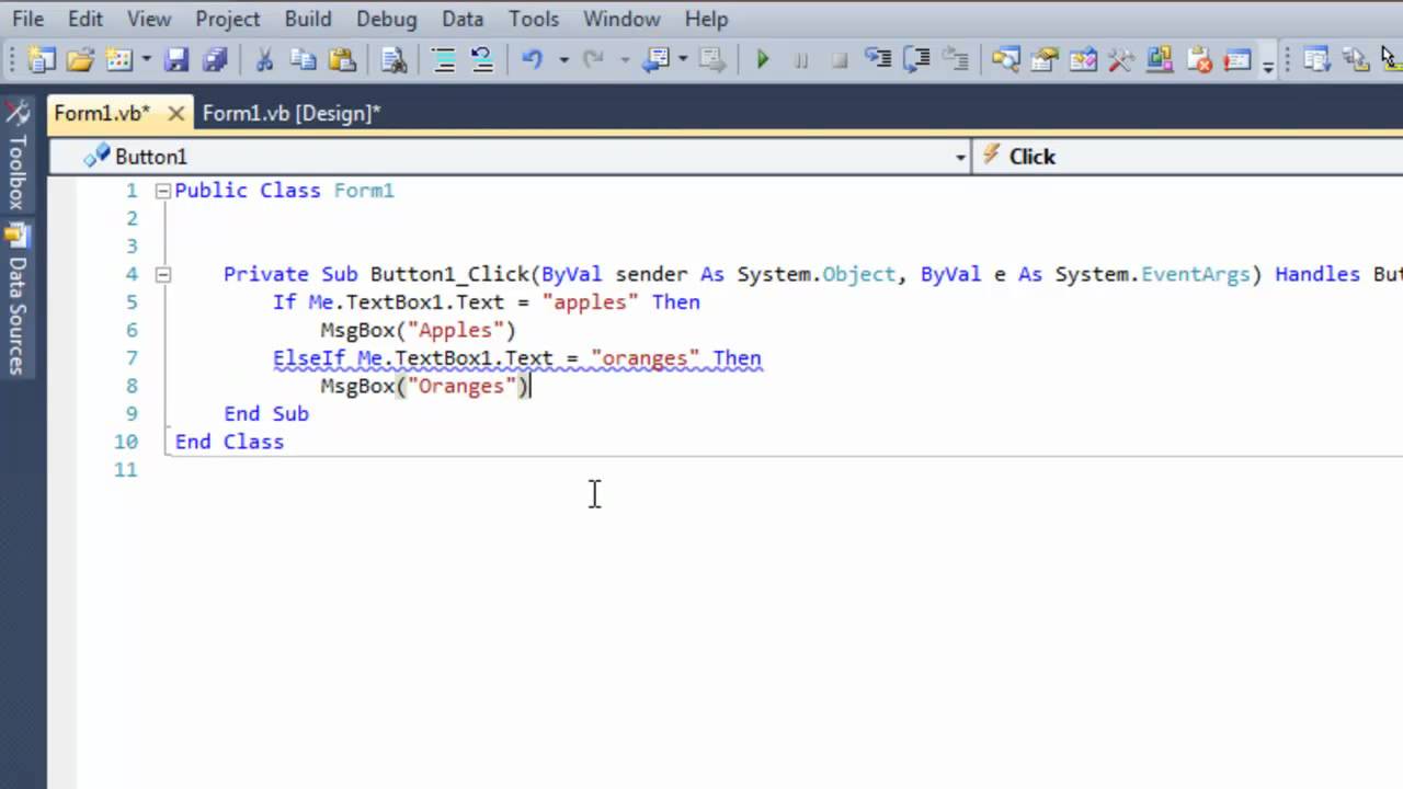 Visual Basic If Then Else Statements Youtube