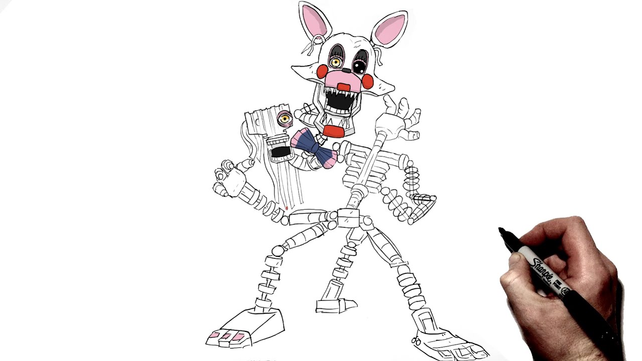 How To Draw Mangle Step By Step Fnaf Youtube