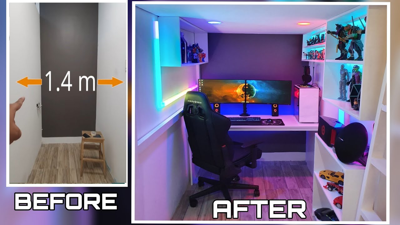 Transforming 1 4m Smallest Room Into Dream Gaming Setup Diy Loft Bed W