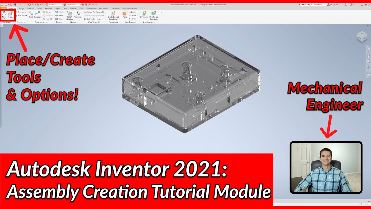 Place Create Components Autodesk Inventor Assembly Tutorial