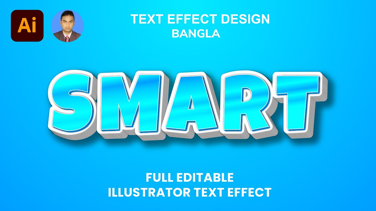 3d Editable Text Effect Design In Adobe Illustrator Free Course Bangla