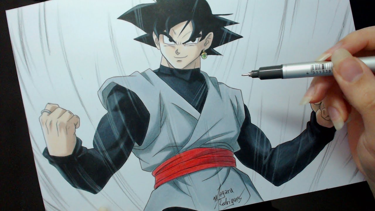 Speed Drawing Black Goku Dragon Ball Super Youtube