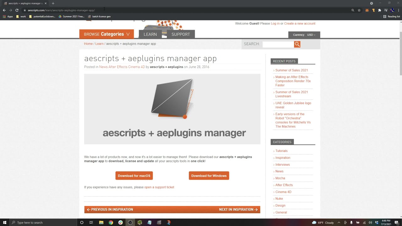 Installing Lockdown Via The Aescripts Manager App Windows Youtube