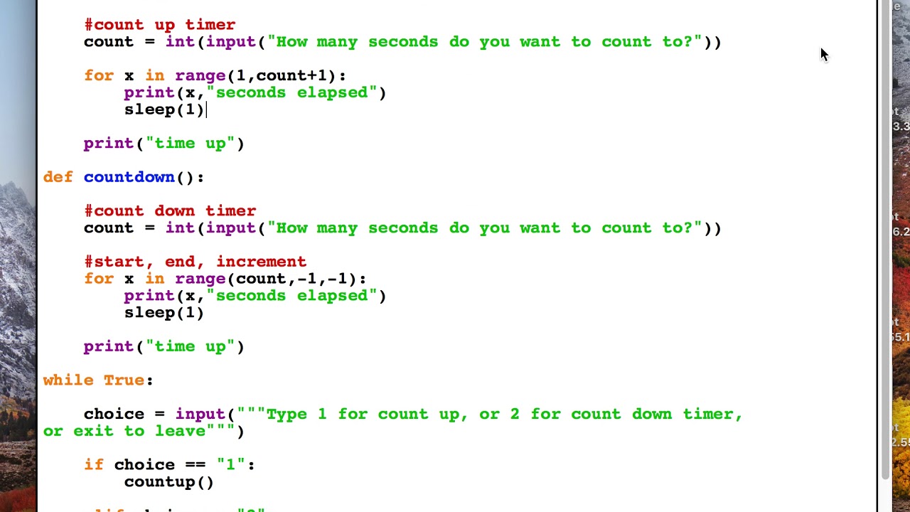 Countdown Countup Timer In Python Youtube