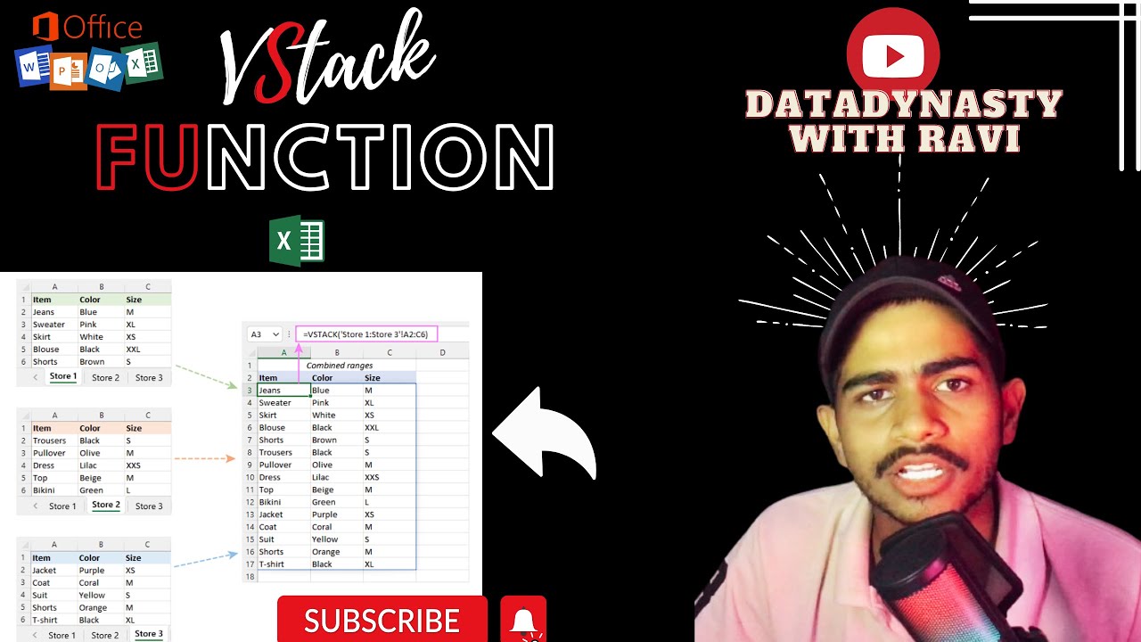 Combine Data From Multiple Sheets With Excel Vstack Formula