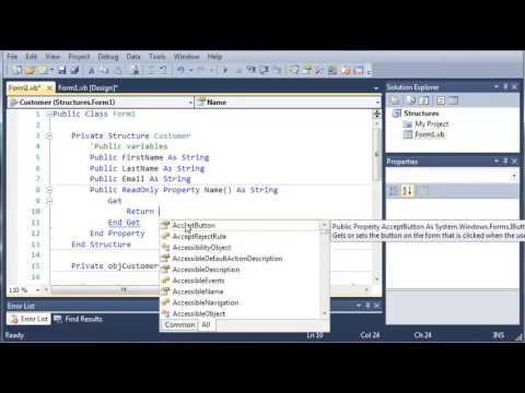 Visual Basic Tutorial 70 Readonly Properties Youtube Youtube