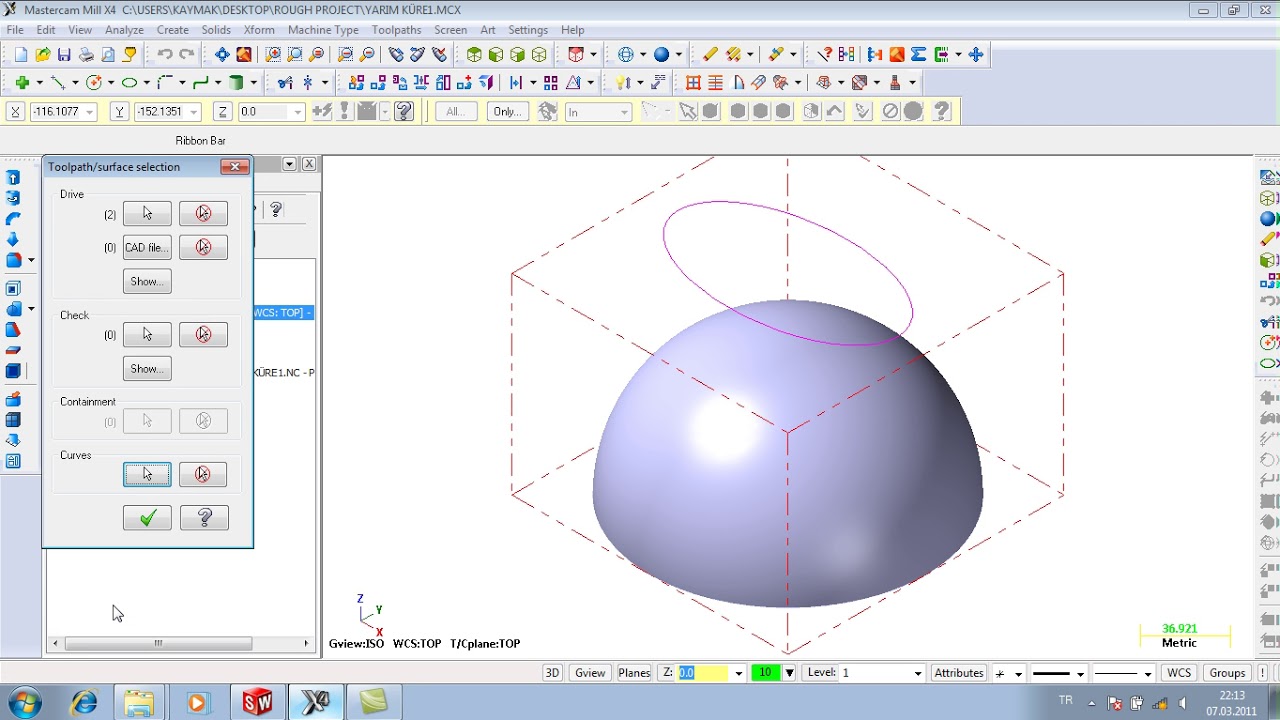 Mastercam Multi Axis Rough Project Toolpath Youtube
