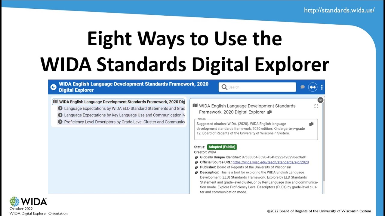 8 Ways To Use The Wida Standards Digital Explorer Youtube