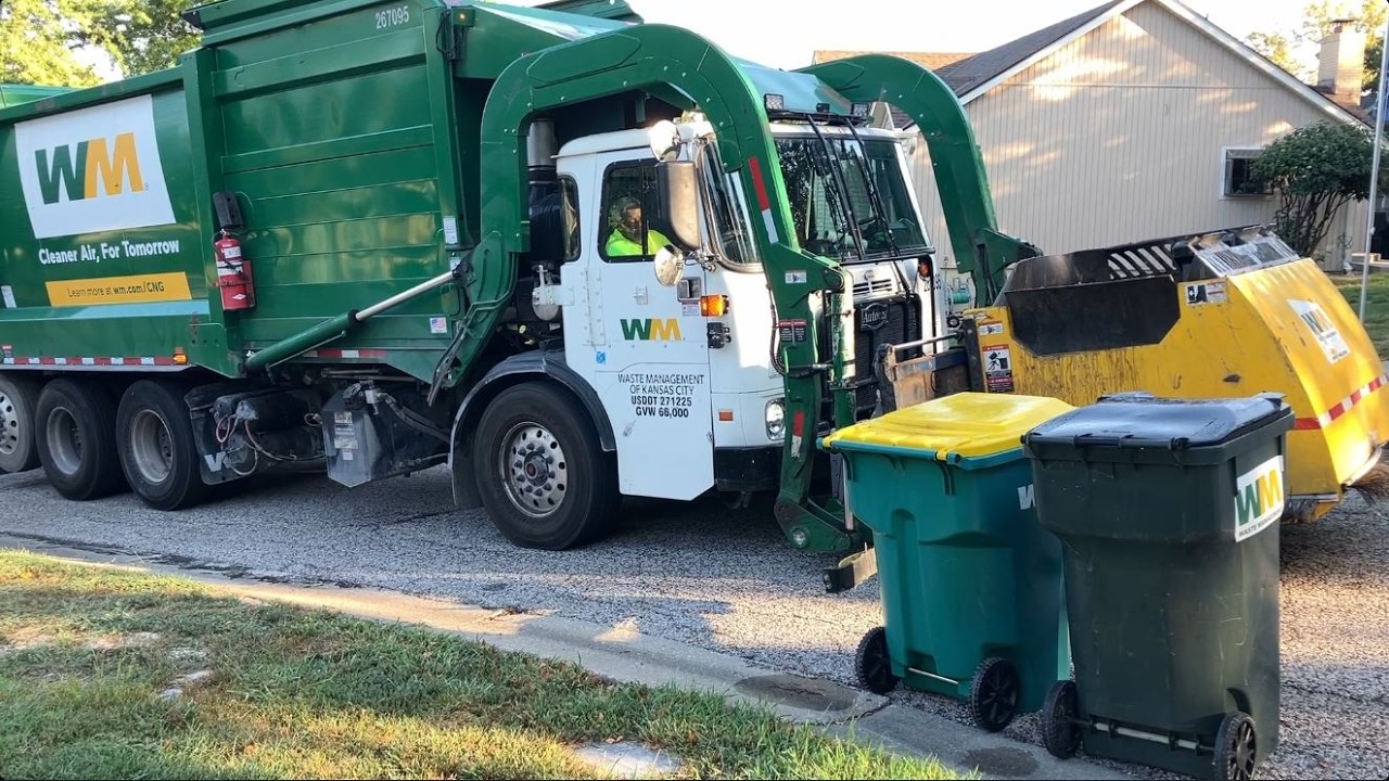 Garbage Trucks In Action Waste Management Republic Services Kc