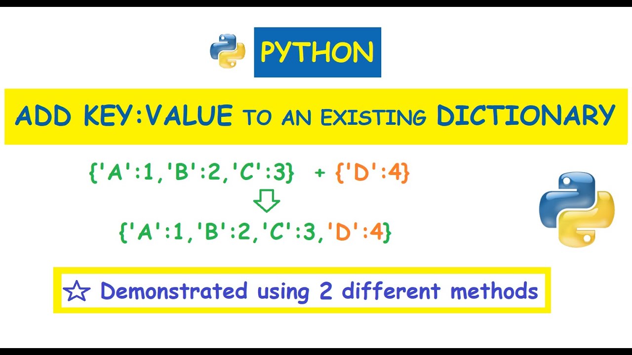 Python Add A Key Value Pair To The Dictionary Youtube