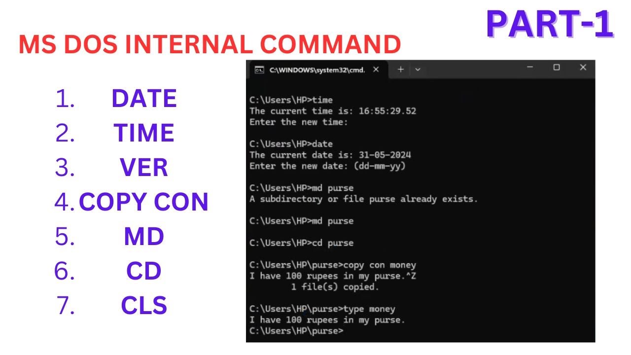 Ms Dos Commands How To Create A Folder And File In Hindi Part 1