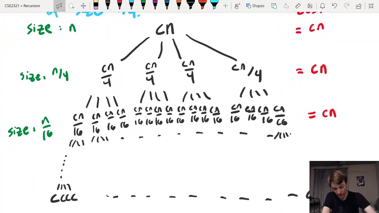 Worked Recursion Tree Example 1 Youtube