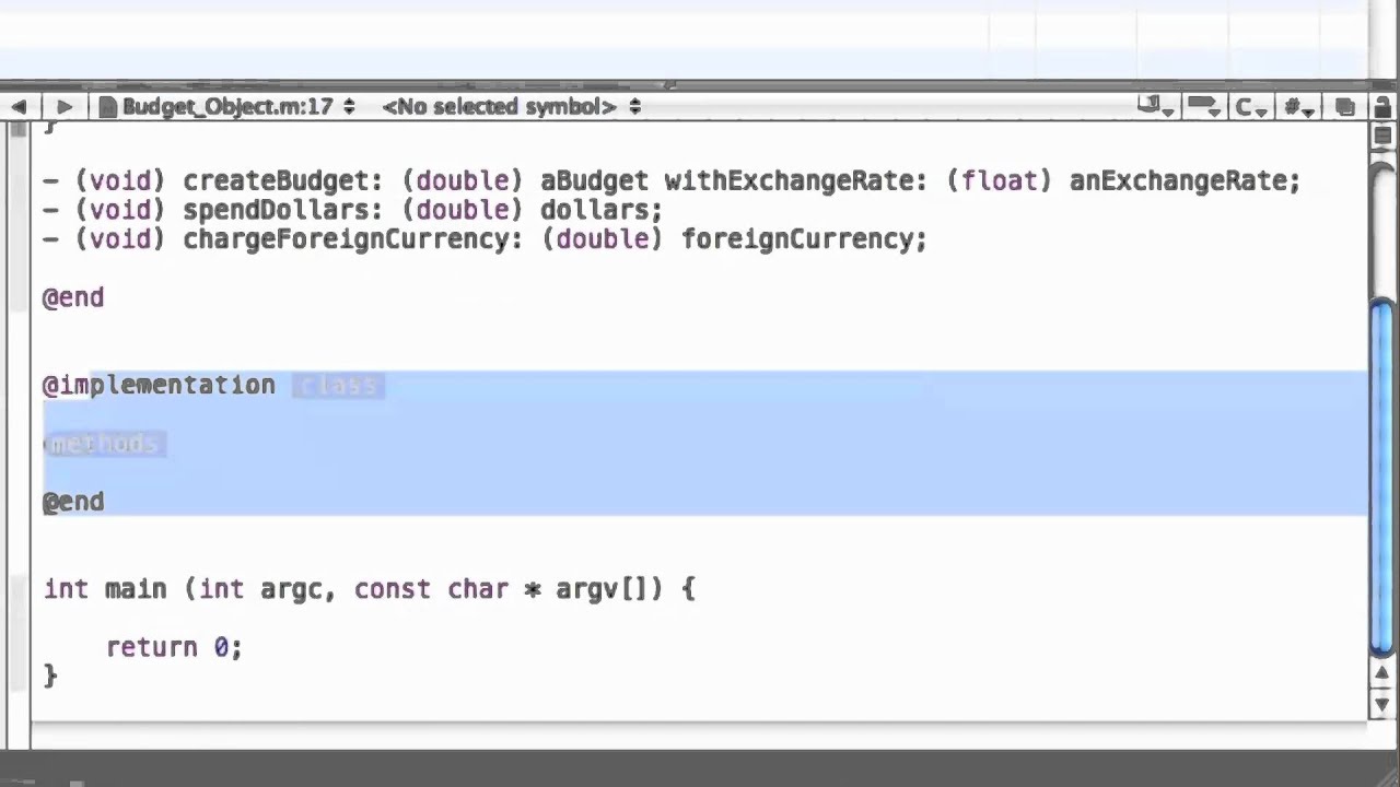 Objective C Tutorial Lesson 17 Creating The Implementation Methods