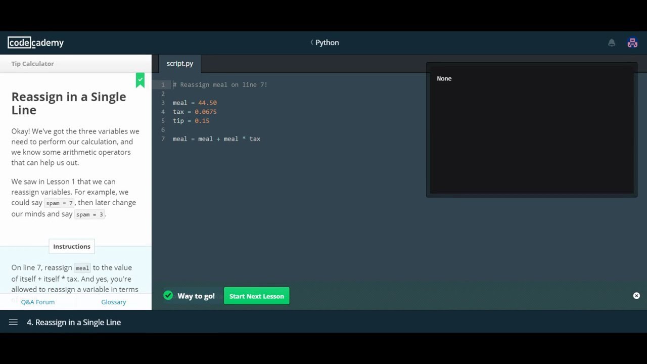 Tip Calculator Codecademy Python Answers Youtube