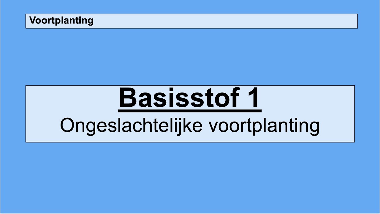 Havo 4 Voortplanting Basisstof 1 Ongeslachtelijke Voortplanting