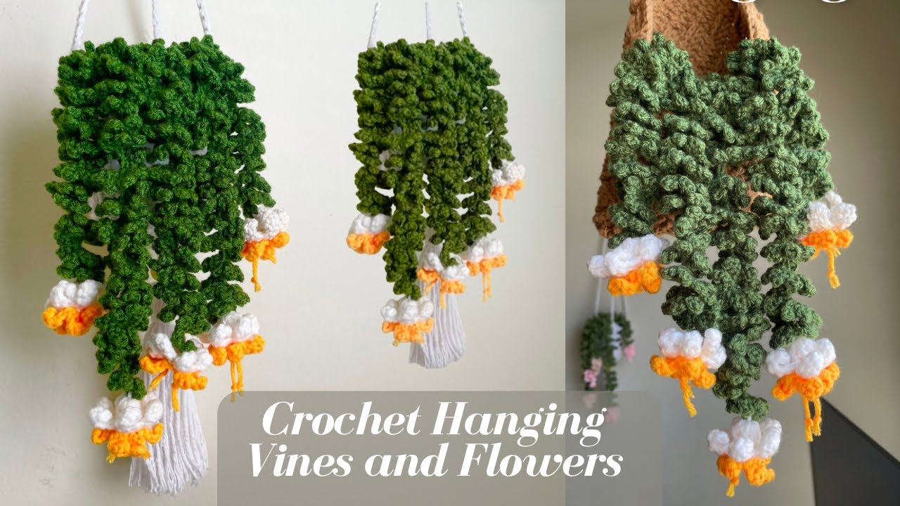 Super Easy Crochet Hanging Vines With Dangling Flowers Crochet