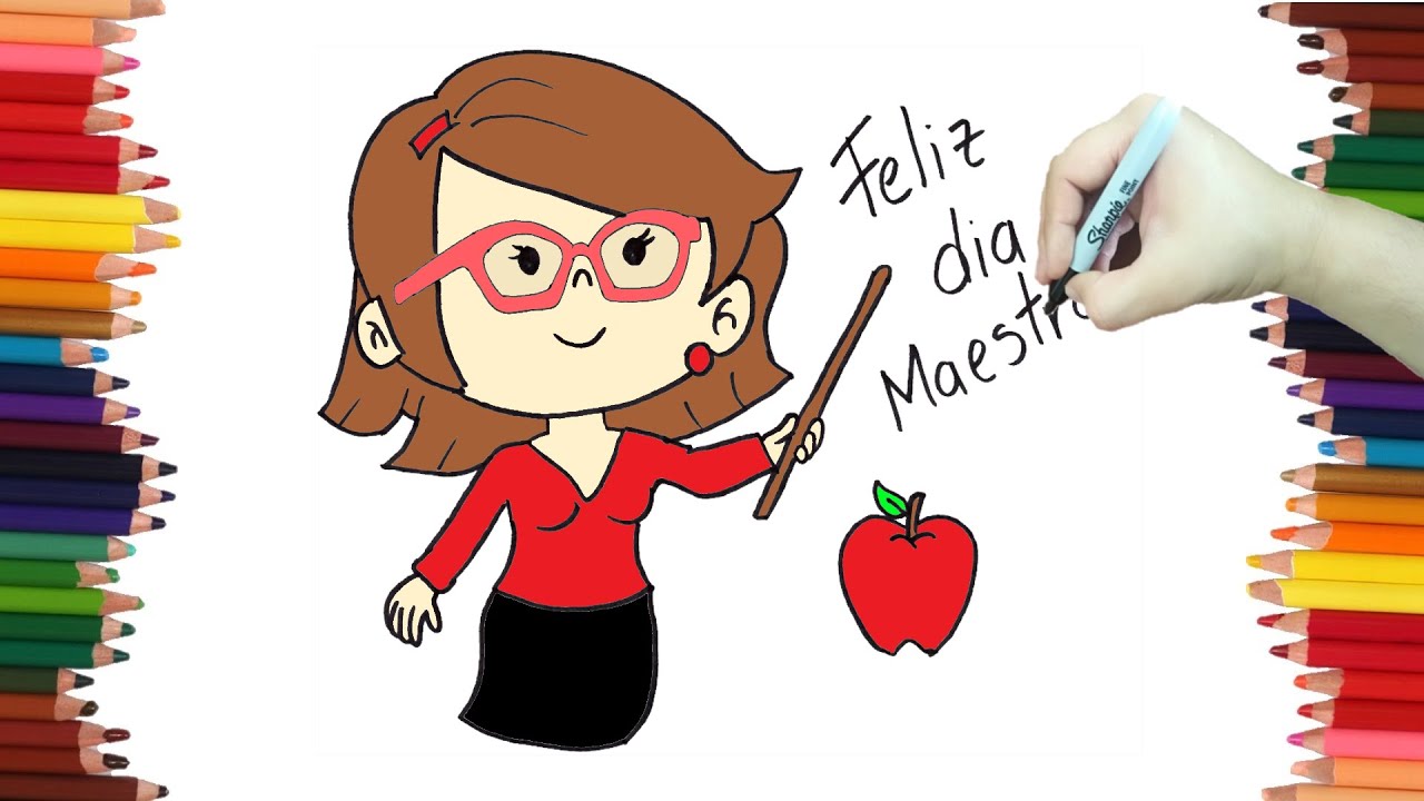 Como Dibujar Una Maestra Dia Del Maestro Paso A Paso Y Muy Fácil