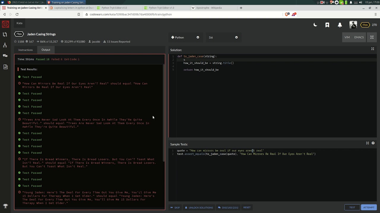 Jaden Casing Strings Codingkata Day5 Youtube