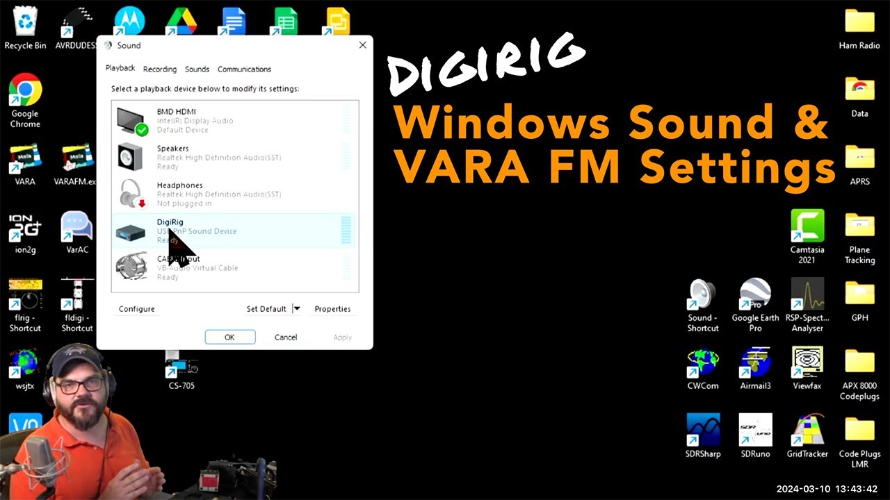 Digirig Windows Sound And Vara Fm Settings Youtube