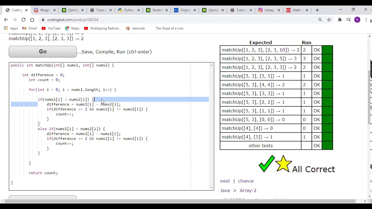 Codingbat Array2 Matchup 3 Solutions Youtube