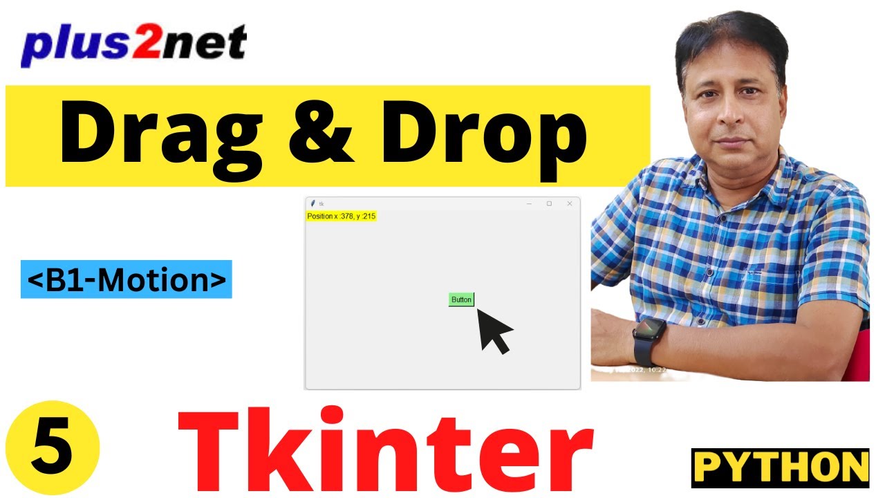 Mouse Drag Drop A Button In A Tkinter Window Youtube