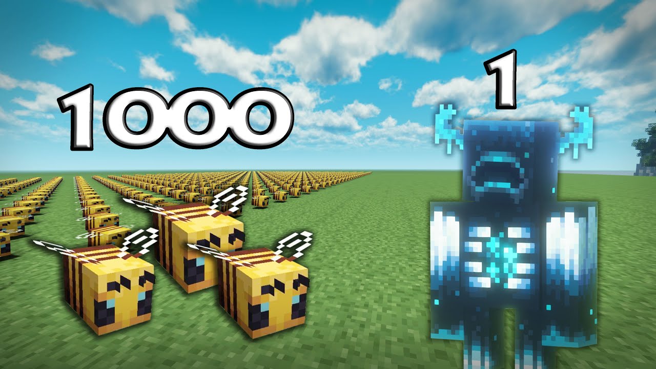 Warden Vs 1000 Bees Minecraft Youtube