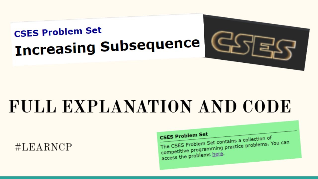 Increasing Subsequence Cses Dynamic Programming Approach Solution