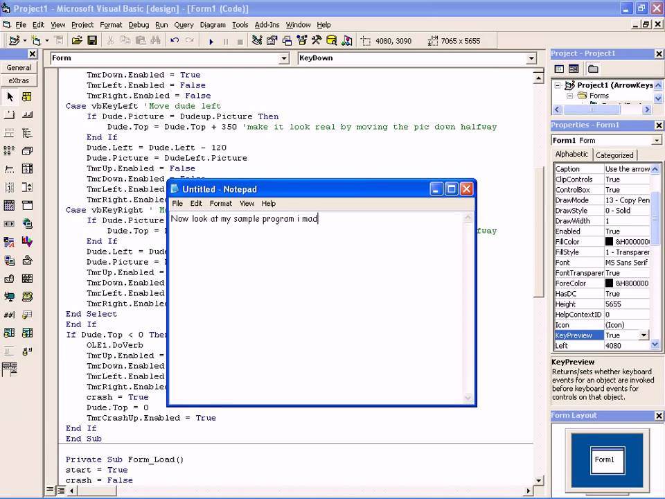 How To Use Arrow Keys With Visual Basic 6 Youtube