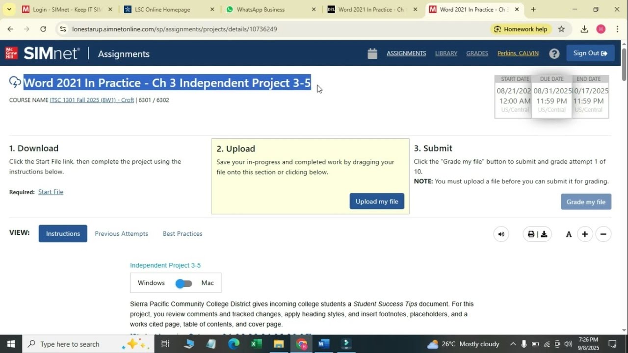 Word 2021 In Practice Chapter 3 Independent Project 3 5 Simnet