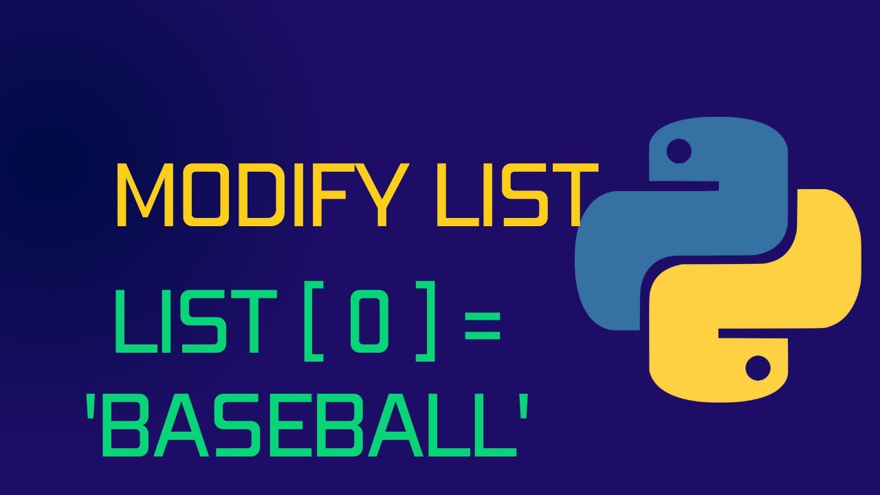Python Modify List Item Youtube